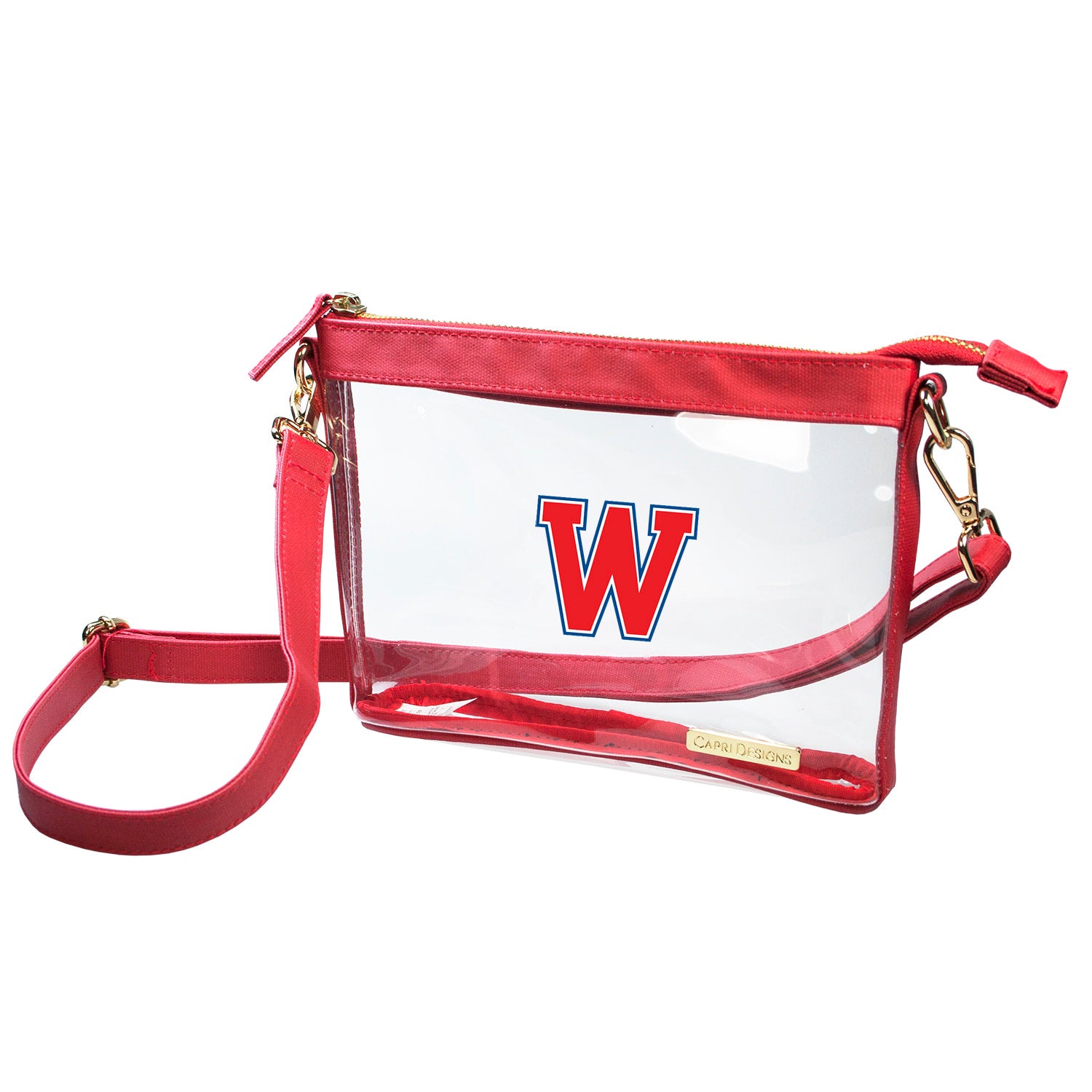 Capri Designs Small Clear Crossbody in red | Westlake Chap Store